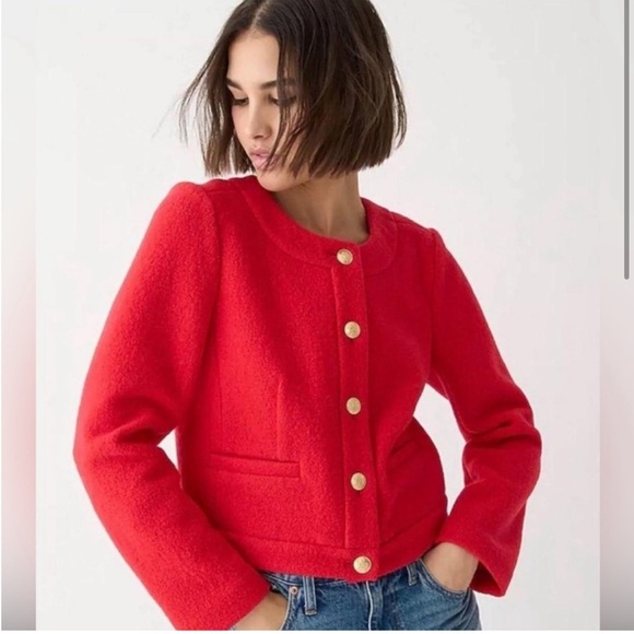 J. Crew | Jackets & Coats | New J Crew Red Louisa Lady Cropped Jacket ...